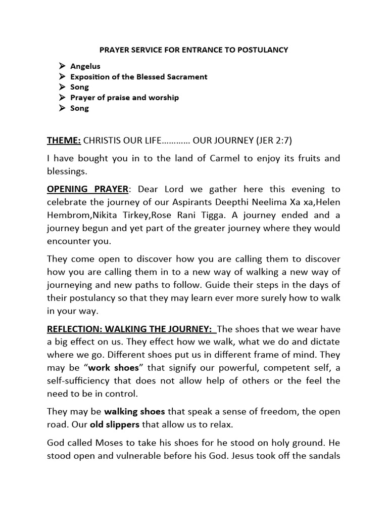 Welcoming Prayer Service for Postulants | PDF | Self-Improvement ...