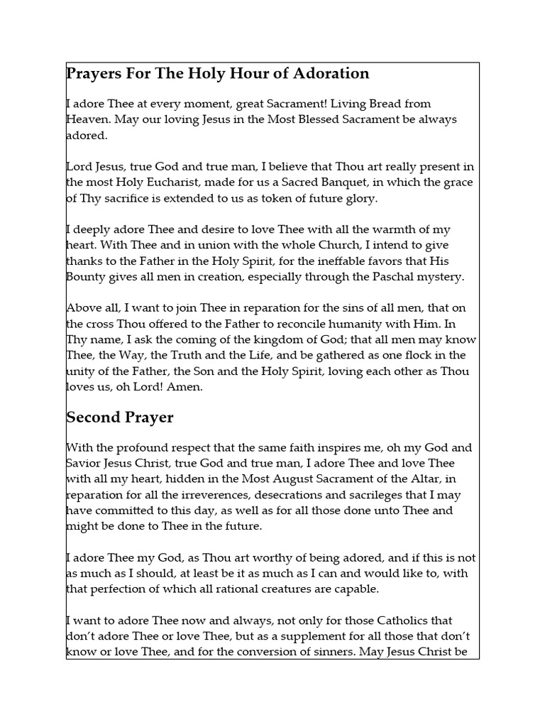 Holy Hour Adoration Prayers | PDF