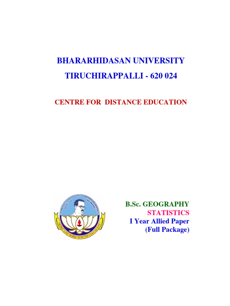Book Allied Paper I Statistics BSC Geography New | PDF
