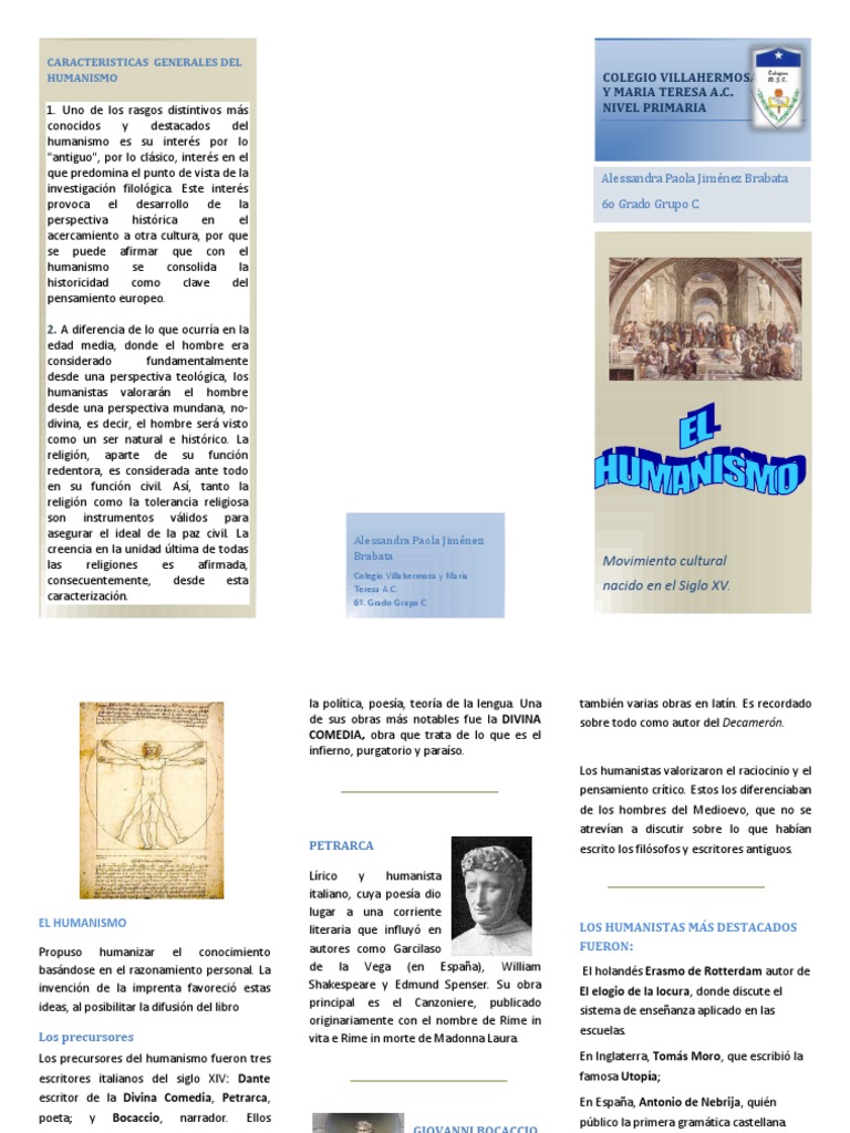 Triptico Del Humanismo | PDF | Dante Alighieri | Giovanni Boccaccio
