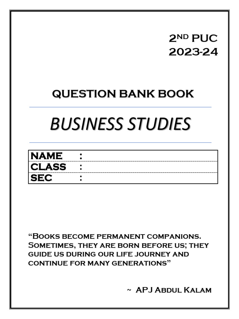 2nd Puc Business | PDF | Business | Theory