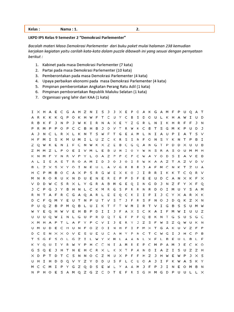 LKPD IPS Kelas 9 Semester 2 "Demokrasi Parlementer" | PDF