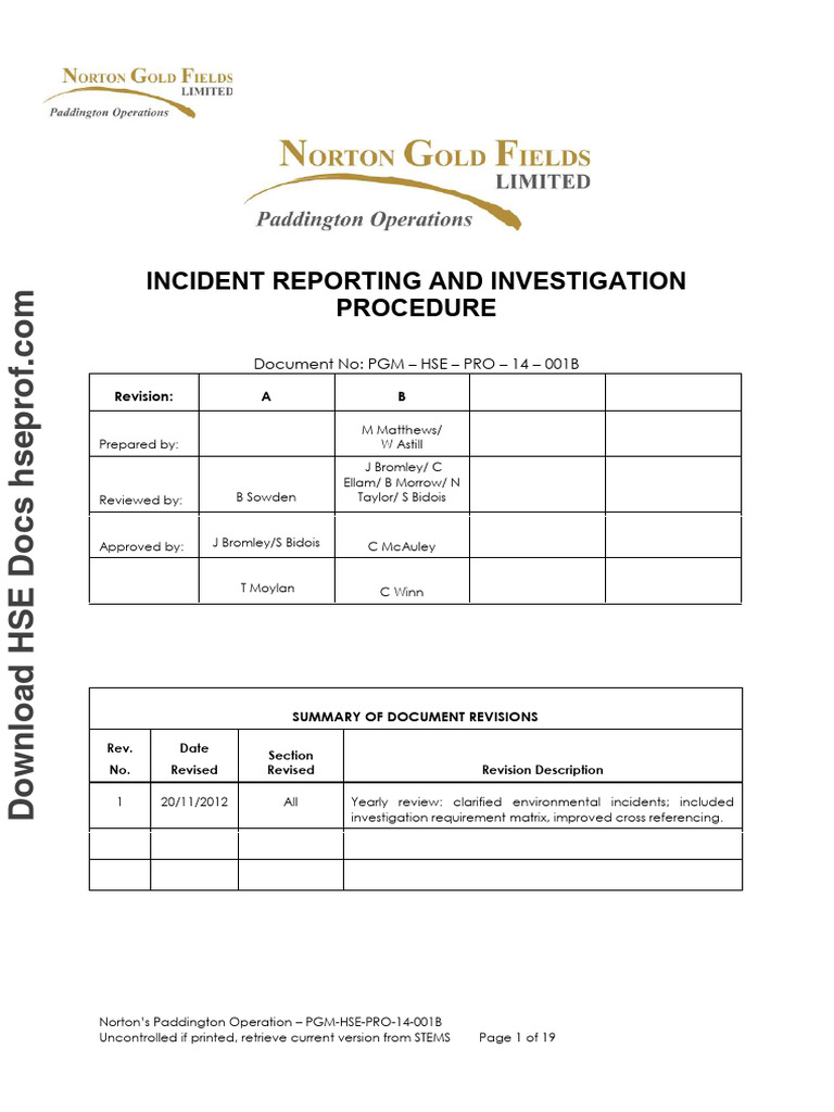 Incident Reporting Procedure Overview | PDF