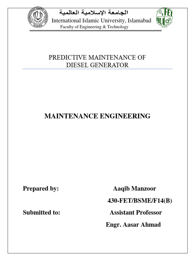 Predictive Maintenance of Diesel Generator | PDF | Emission Spectrum | Wear