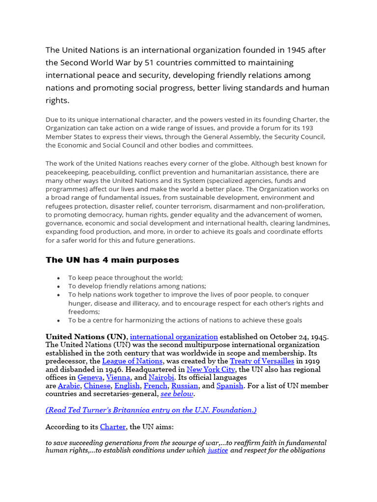 United Nations | PDF | United Nations | International Relations