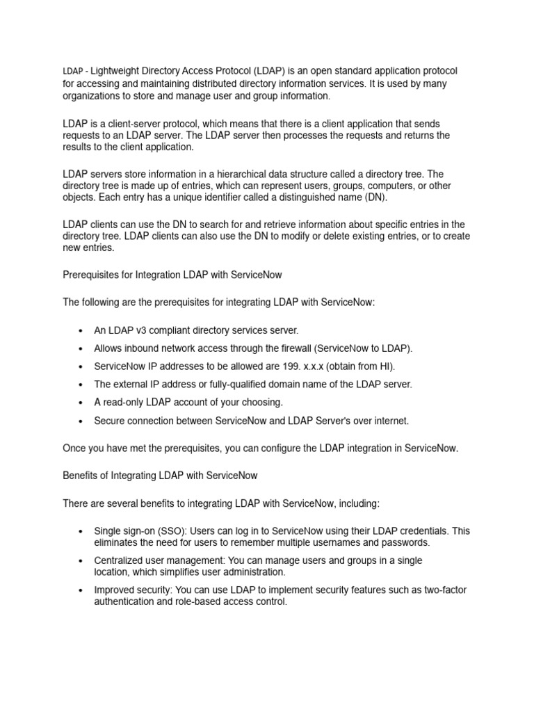 LDAP Integration With ServiceNow | PDF | Cyberspace | Internet Architecture