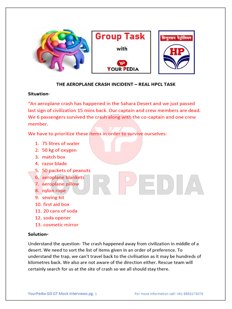 Actual HCPL GT Task The Aeroplane Crash Incident | PDF