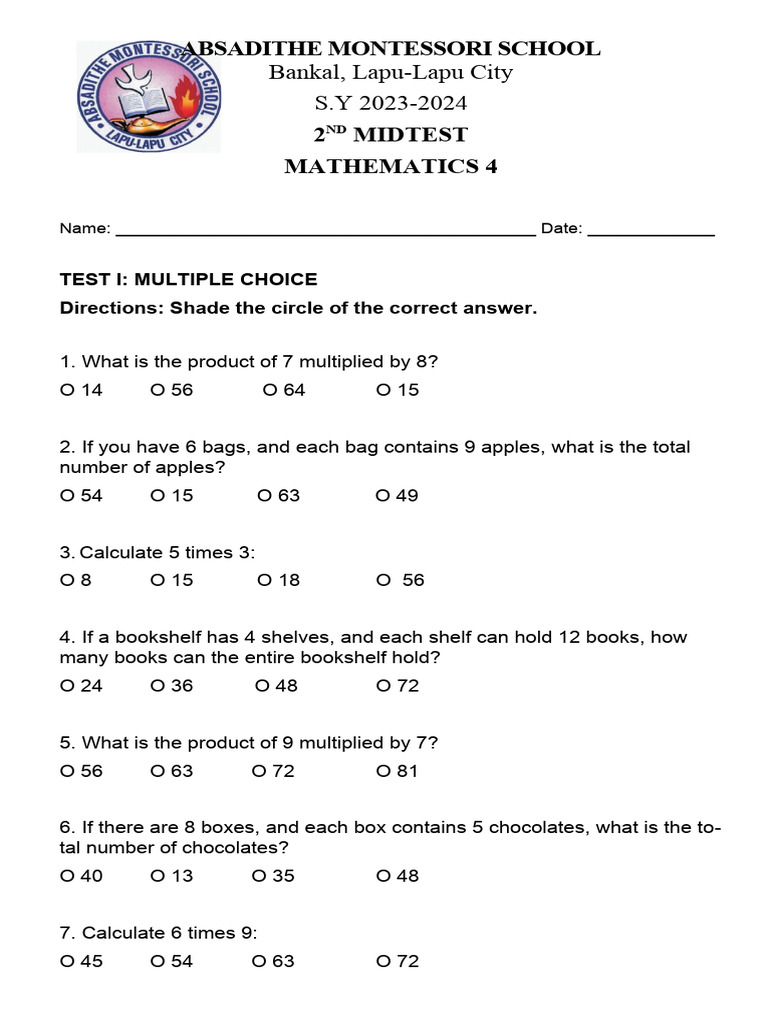 Mathematics 4 - 2ND Midtest | PDF | Teaching Methods & Materials | Home ...