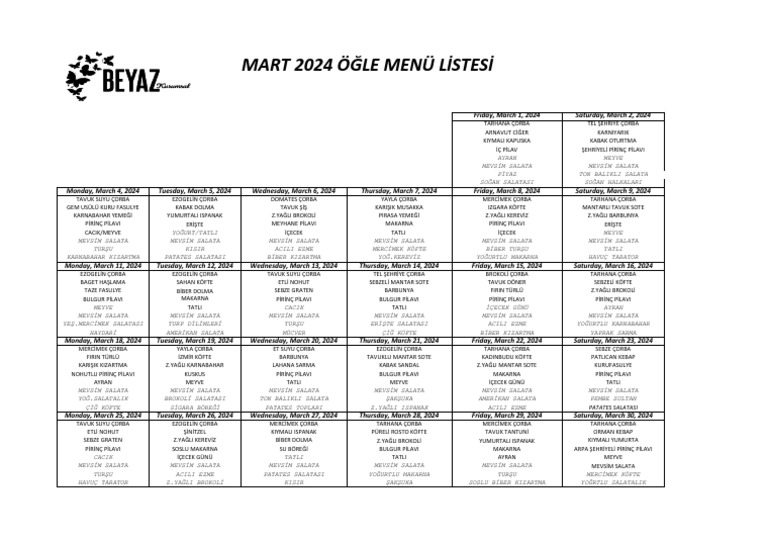 Mart 2024 Menü | PDF