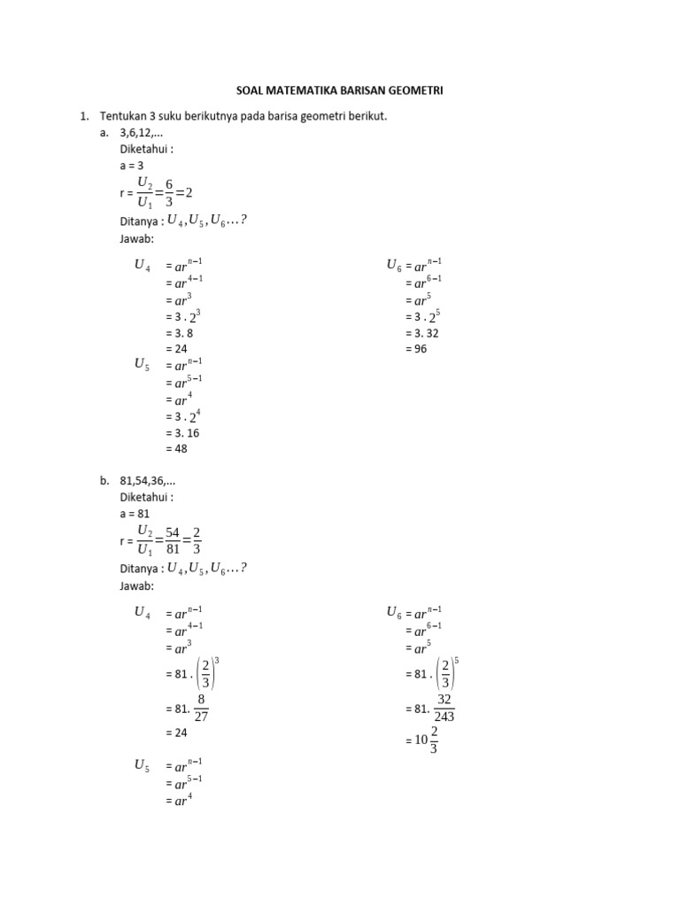 Soal Matematika Barisan Geometri | PDF