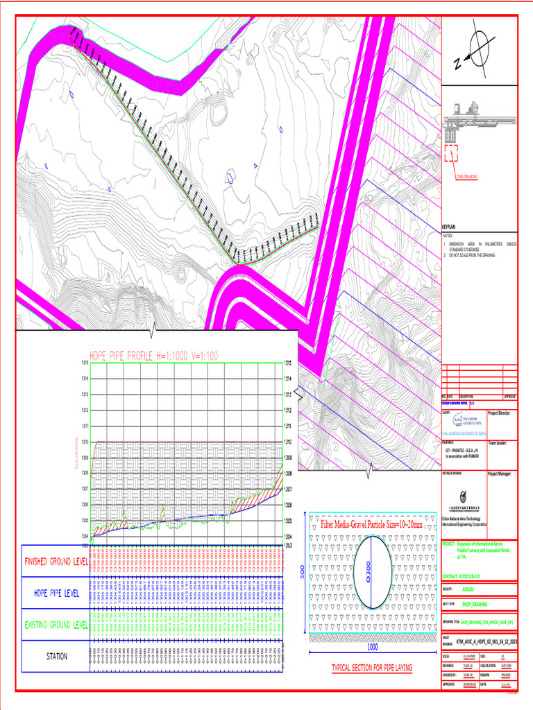 Hdpe Pipe Laying Plan & Profile For Apron 1 | PDF
