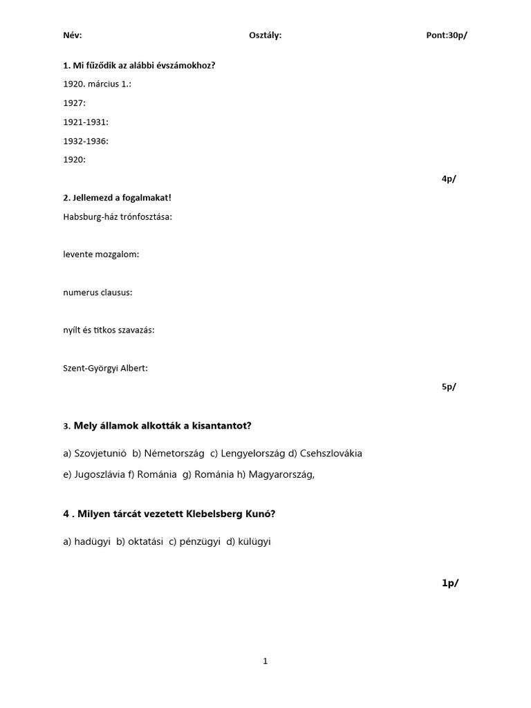 Horthy-Korszak Dolgozat | PDF