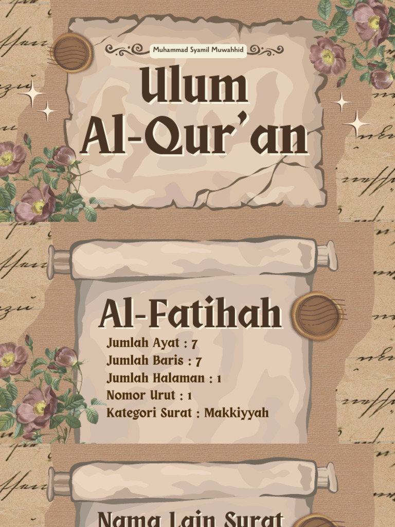 Muhammad Syamil Muwahhid - Ulum AL-Qur'an | PDF