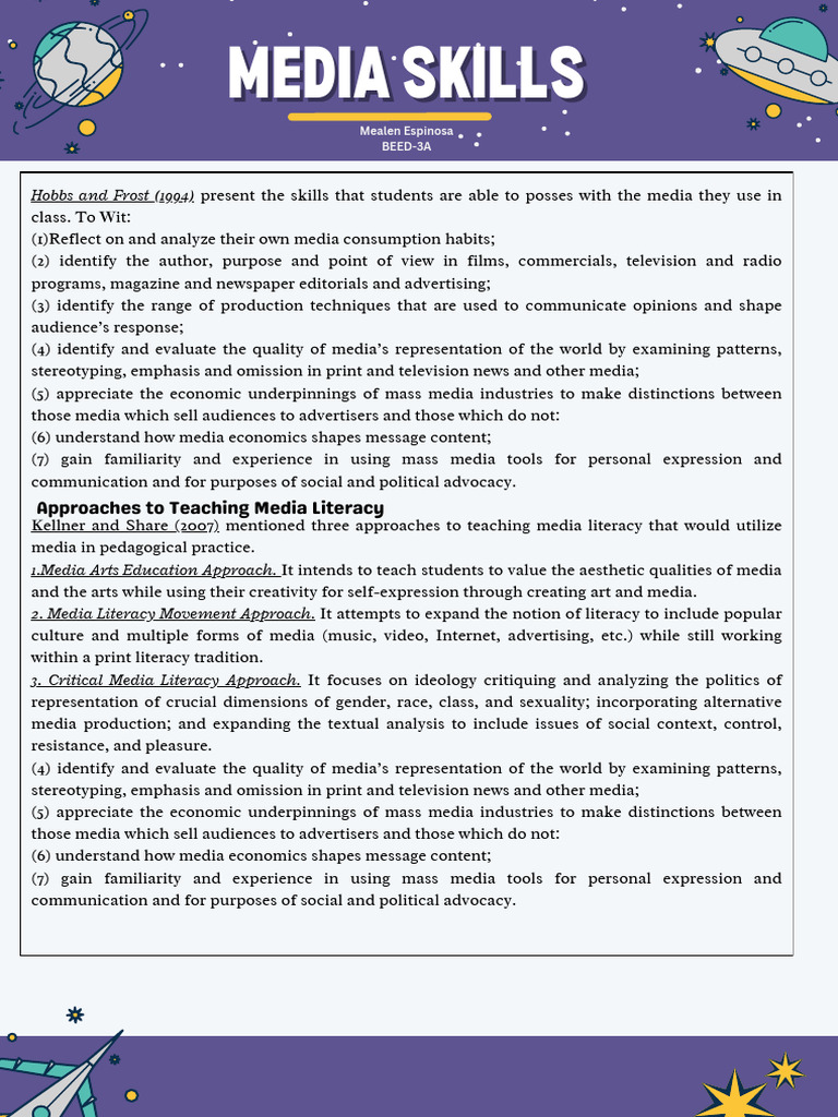 Media Skills | PDF | Mass Media | Literacy