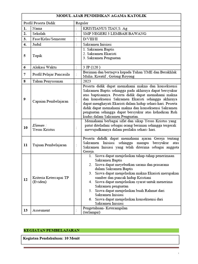 Modul - 8. - 2. - Sakramen Inisiasi | PDF | Karier & Perkembangan ...
