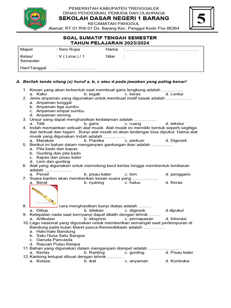 Soal STS 1 Seni Rupa | PDF