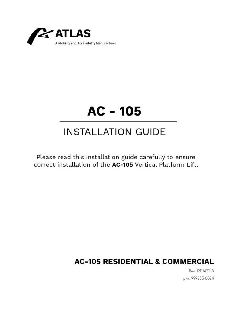 AC-105 Lift Installation Guide | PDF | Elevator | Screw