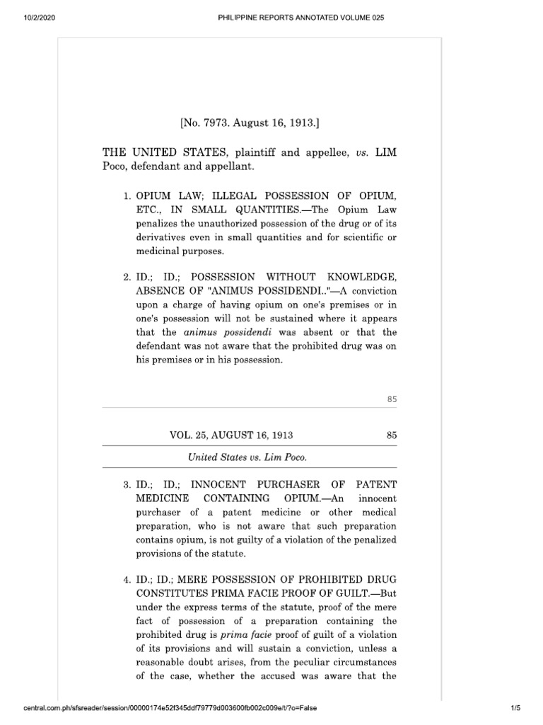 US vs. Lim Poco, G.R. No. 7973, Aug, 16, 1913 | PDF