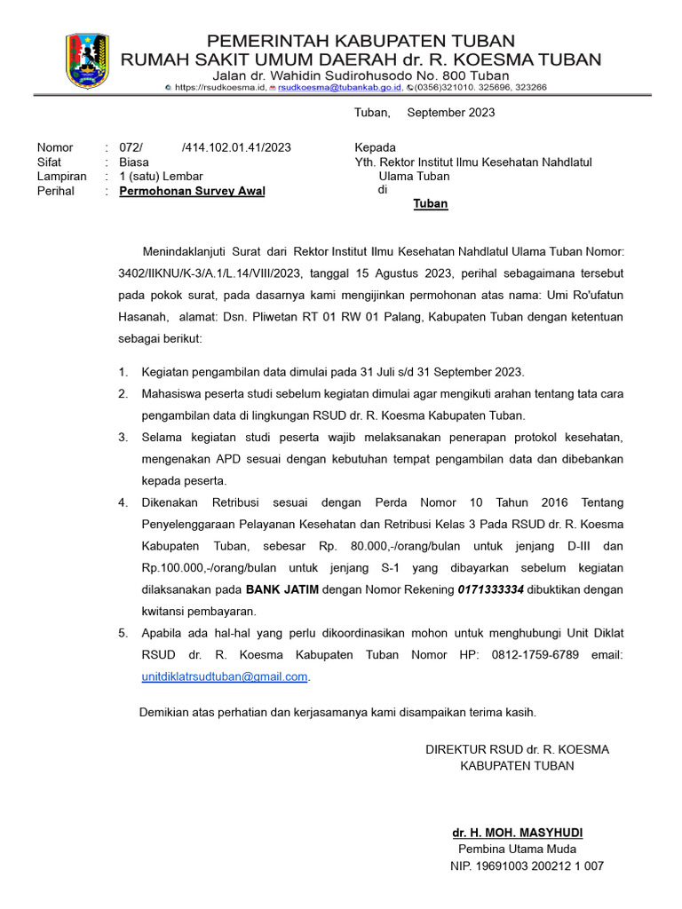 Umi Ro'ufatun Hasanah Permohonan Pengambilan Data | PDF