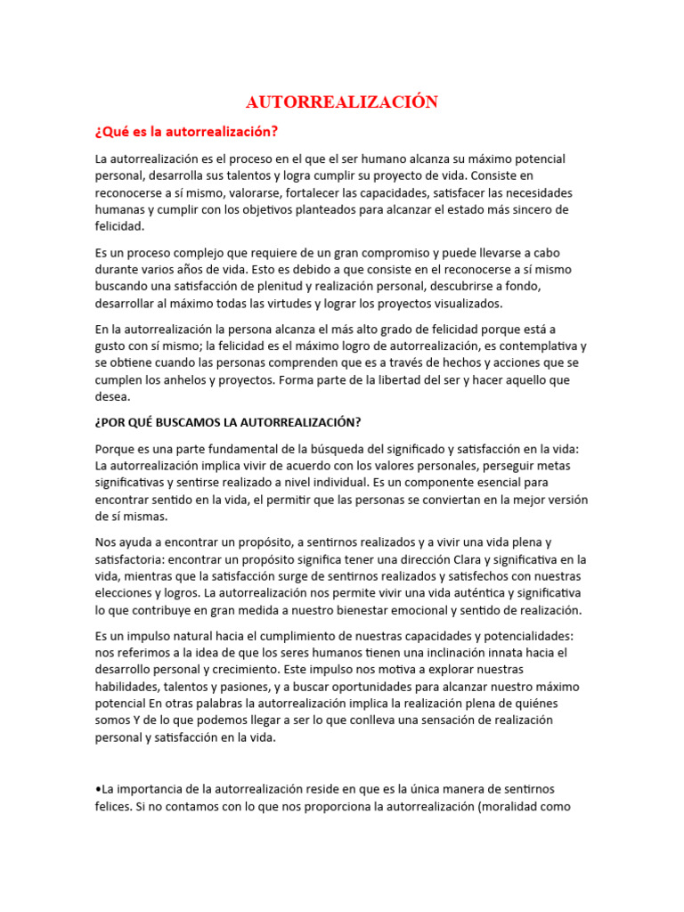 Claves para la Autorrealización según Maslow | PDF | Felicidad | Cognición