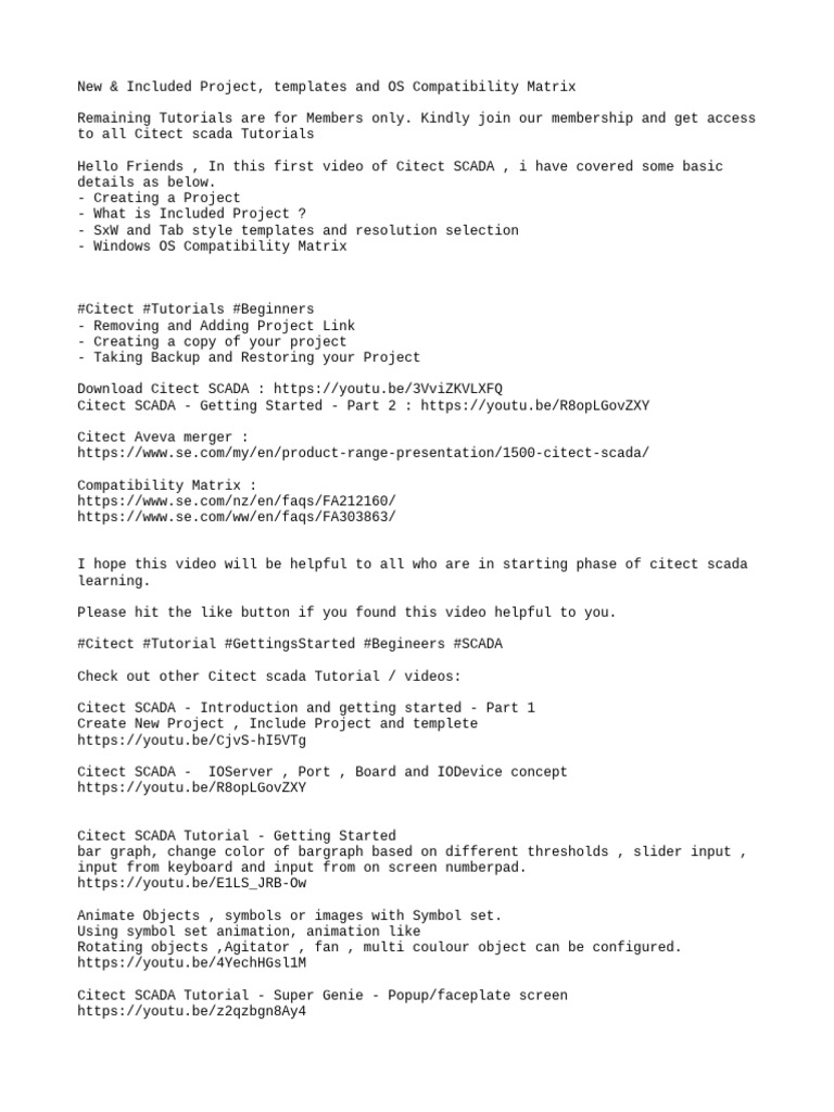 Citect SCADA Tutorial - Getting Started Part 1 (Description) | PDF