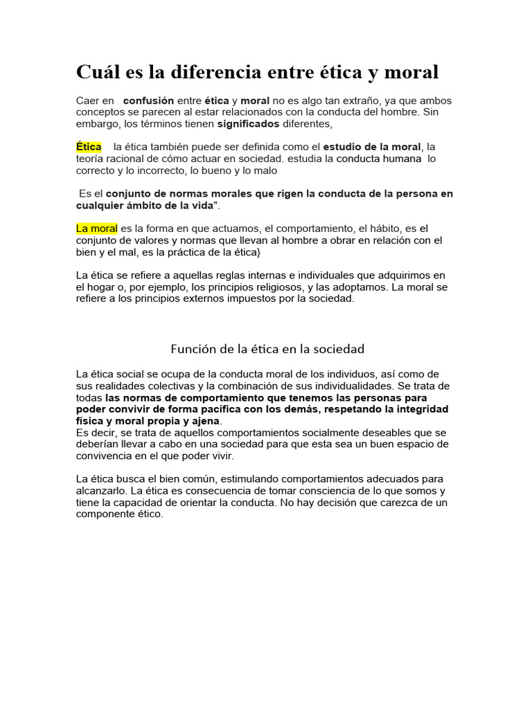 Cuál Es La Diferencia Entre Ética y Moral | PDF | Moralidad | Comportamiento