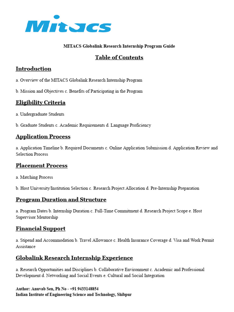 Mitacs Program A To Z | PDF | Internship | Job Hunting