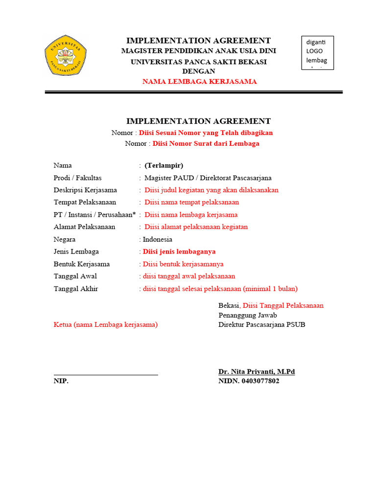 Implementation Agreement Form | PDF