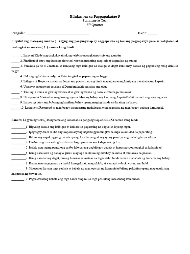 G5 Esp Summative Test Pdf