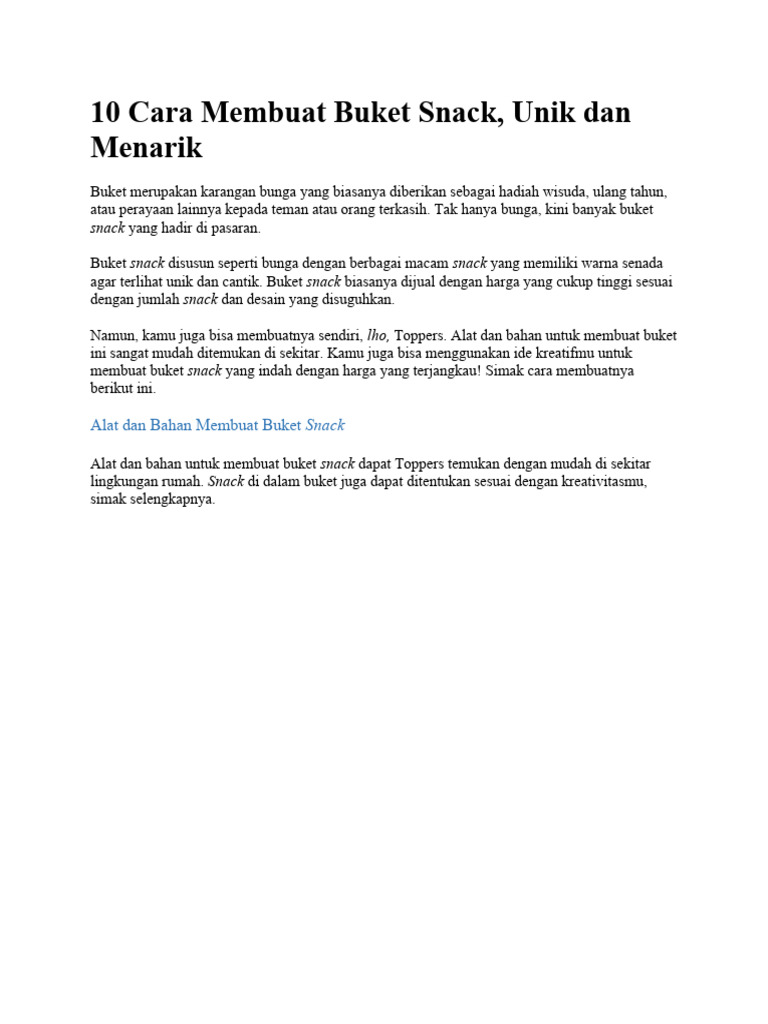 10 Cara Membuat Buket Snack | PDF