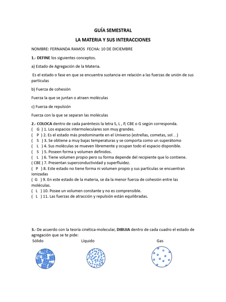 Guia Semestral La Materia y Sus Interacciones | PDF | Importar | Líquidos