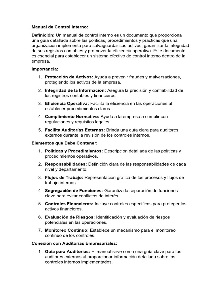 Manual de Control Interno | PDF | Auditoría | Business