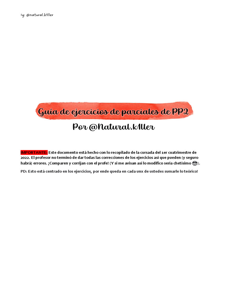 Guía de Ejercicios de Parciales de PP2 | PDF