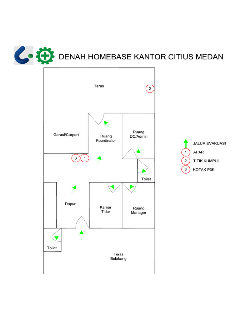 Denah dan Jalur Evakuasi Kantor Medan | PDF