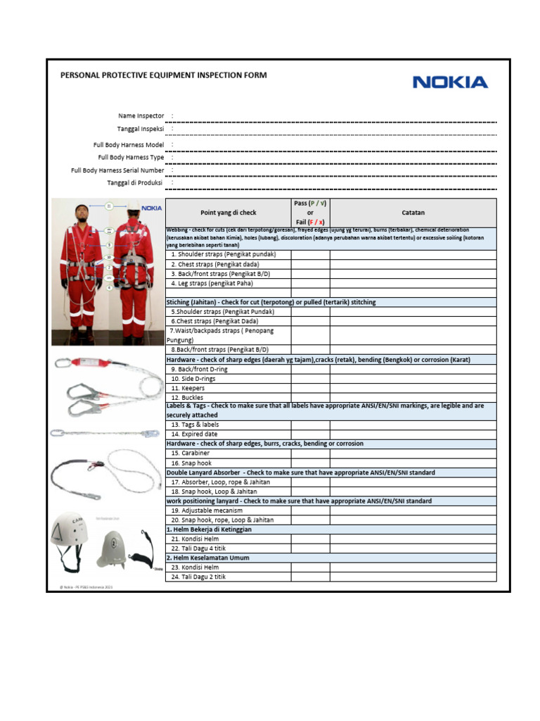 FBH Inspection form @2021. rev.2 | PDF | Personal Protective Equipment ...