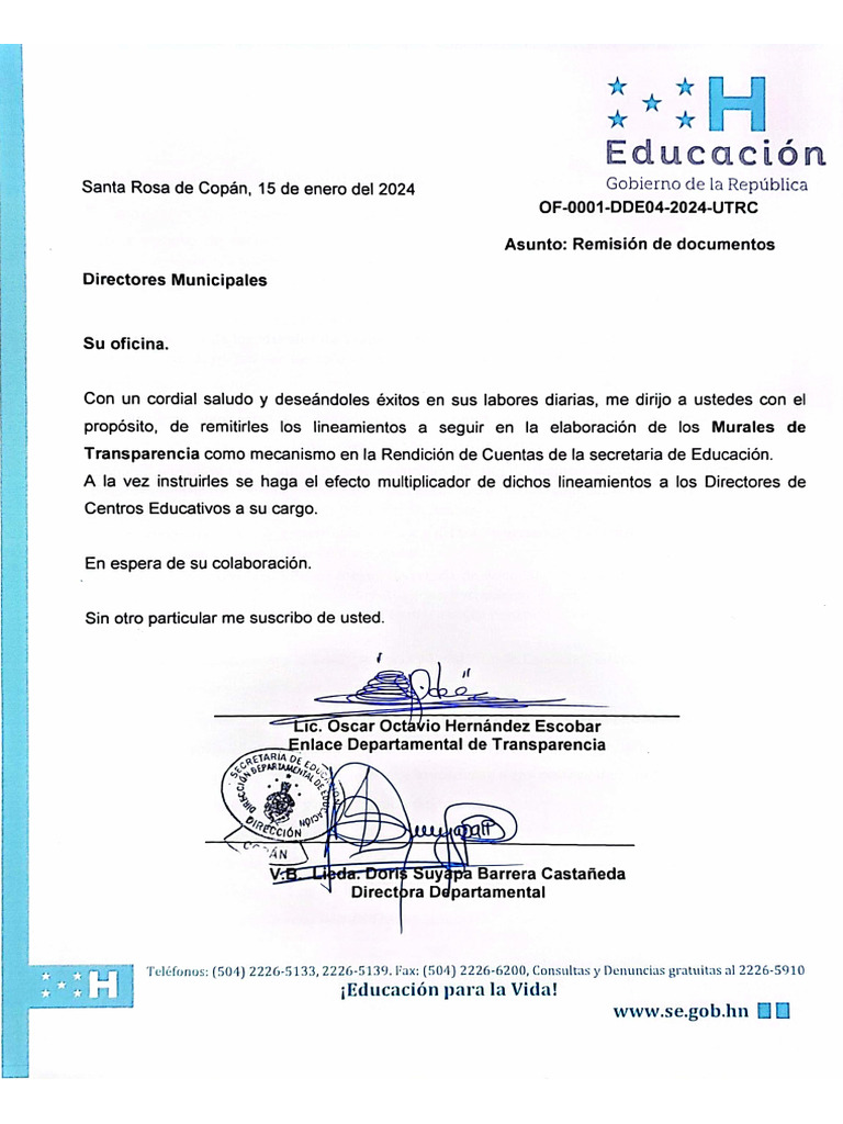 Oficio 0001 2024 Remisión de Documentos | PDF