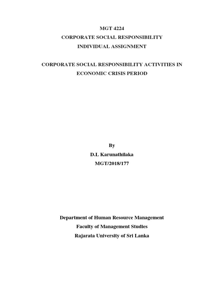 MGT.2018.177 CSR Assignment | PDF | Corporate Social Responsibility ...