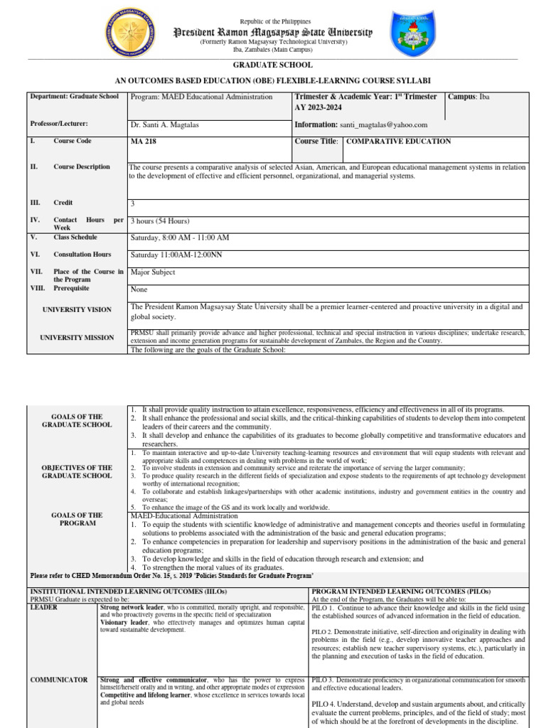 Pdf Syllabus Comparative Education Pdf