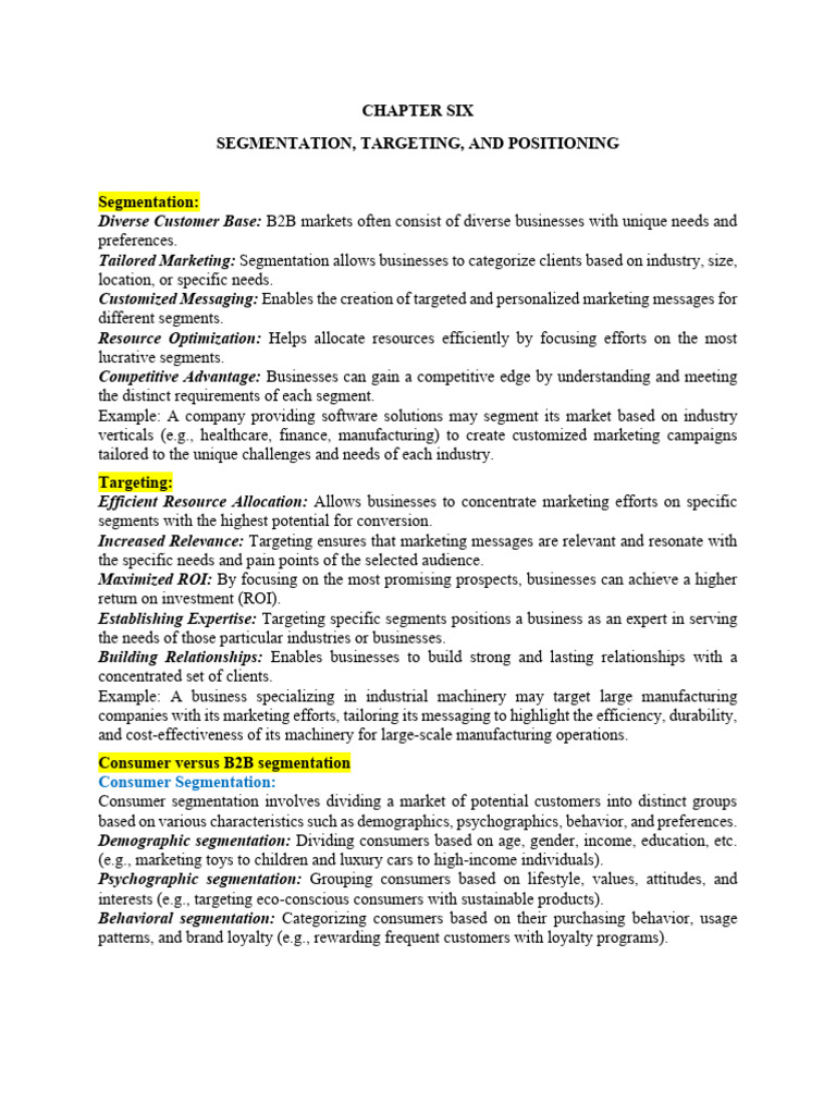 Lecture 10 Pdf Market Segmentation Marketing