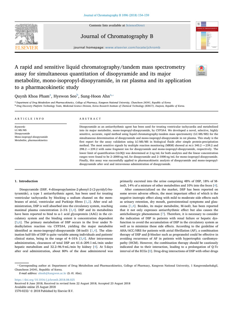 A Rapid and Sensitive Liquid Chromatographytandem Mass Spectrometry | PDF