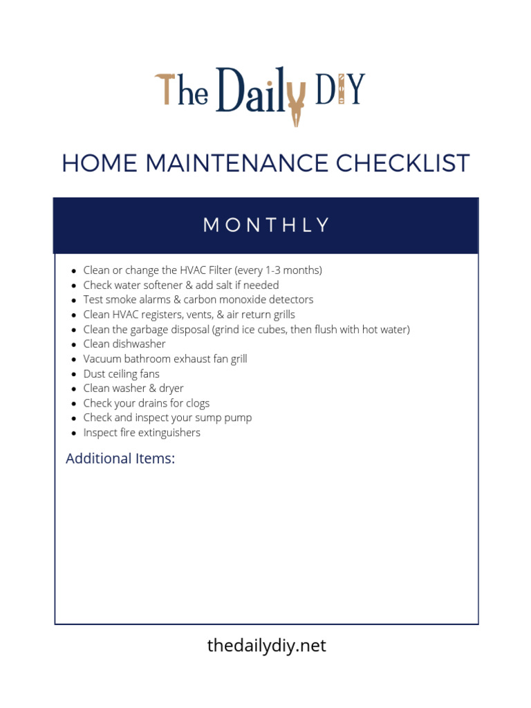 Home Maintenance Checklist Updated September 2023 | Download Free PDF ...