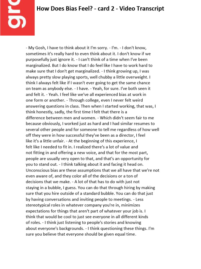 How Does Bias Feel | PDF