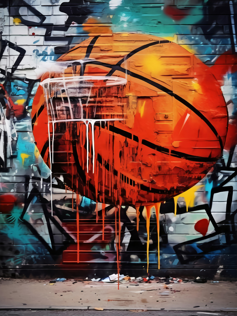 Basketball Graffiti Wall Art Sports Ball Art Print Basketball Poster ...