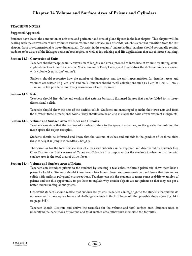 Volume & Surface Area of Prisms/Cylinders | PDF | Area | Volume