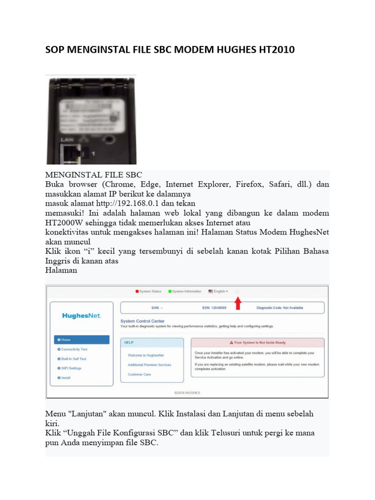 Sop Menginstal File SBC Modem Hughes HT2010 | PDF | Griya & Taman ...