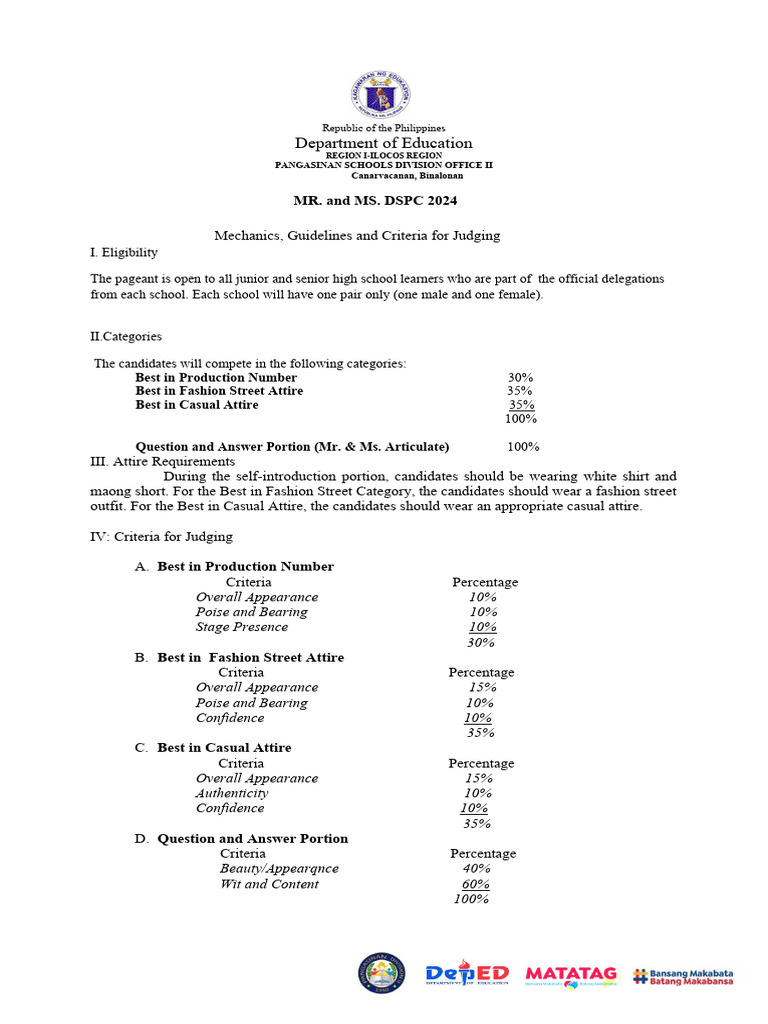 Mr. and Ms. DSPC 2024 Guidelines | PDF