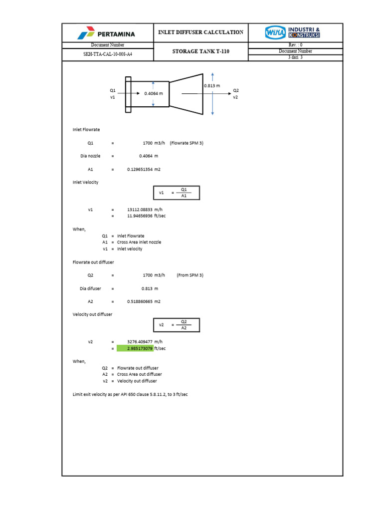 Inlet Diffuser Calculation | PDF | Technology & Engineering