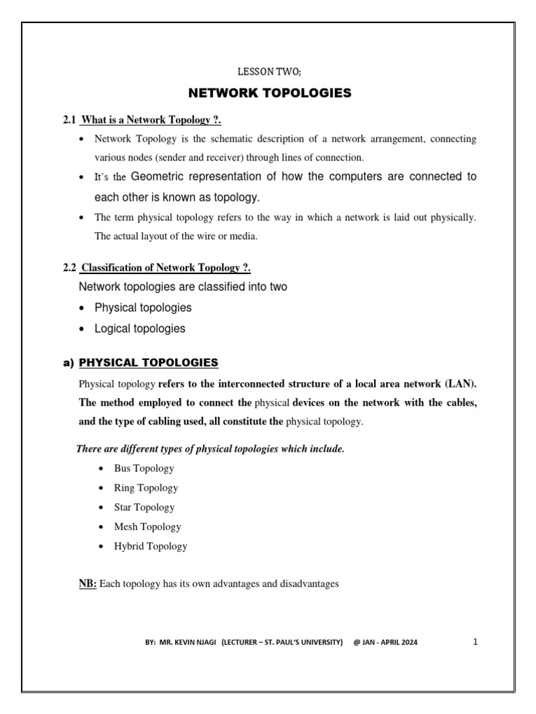 Lesson 2 Network Topology | PDF Lesson 2 Network Topology | PDF