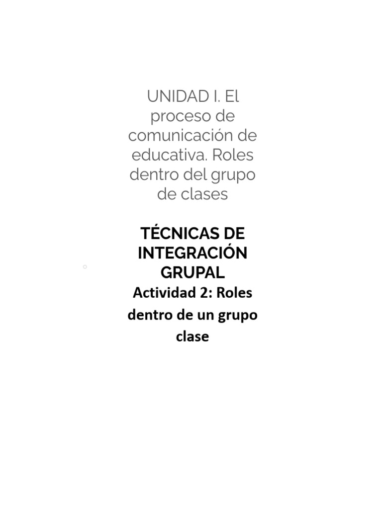 Roles en Grupos de Trabajo Escolar | PDF | Liderazgo | Cohesión grupal