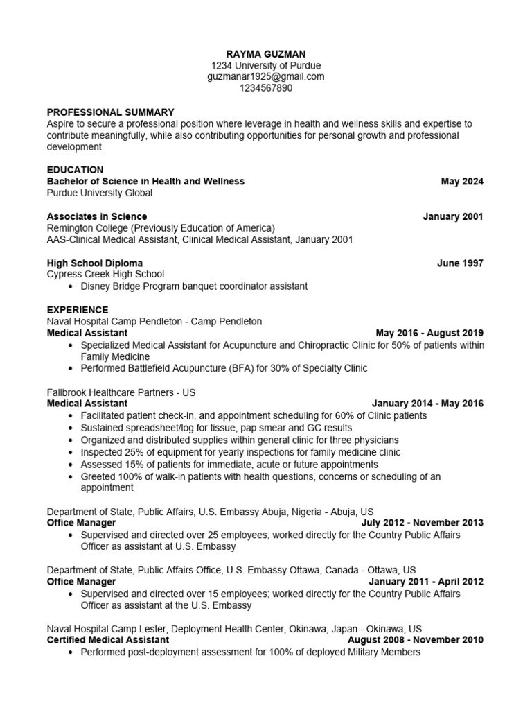 Hw499-Resume Vmock | PDF | Medicine | Medical Record